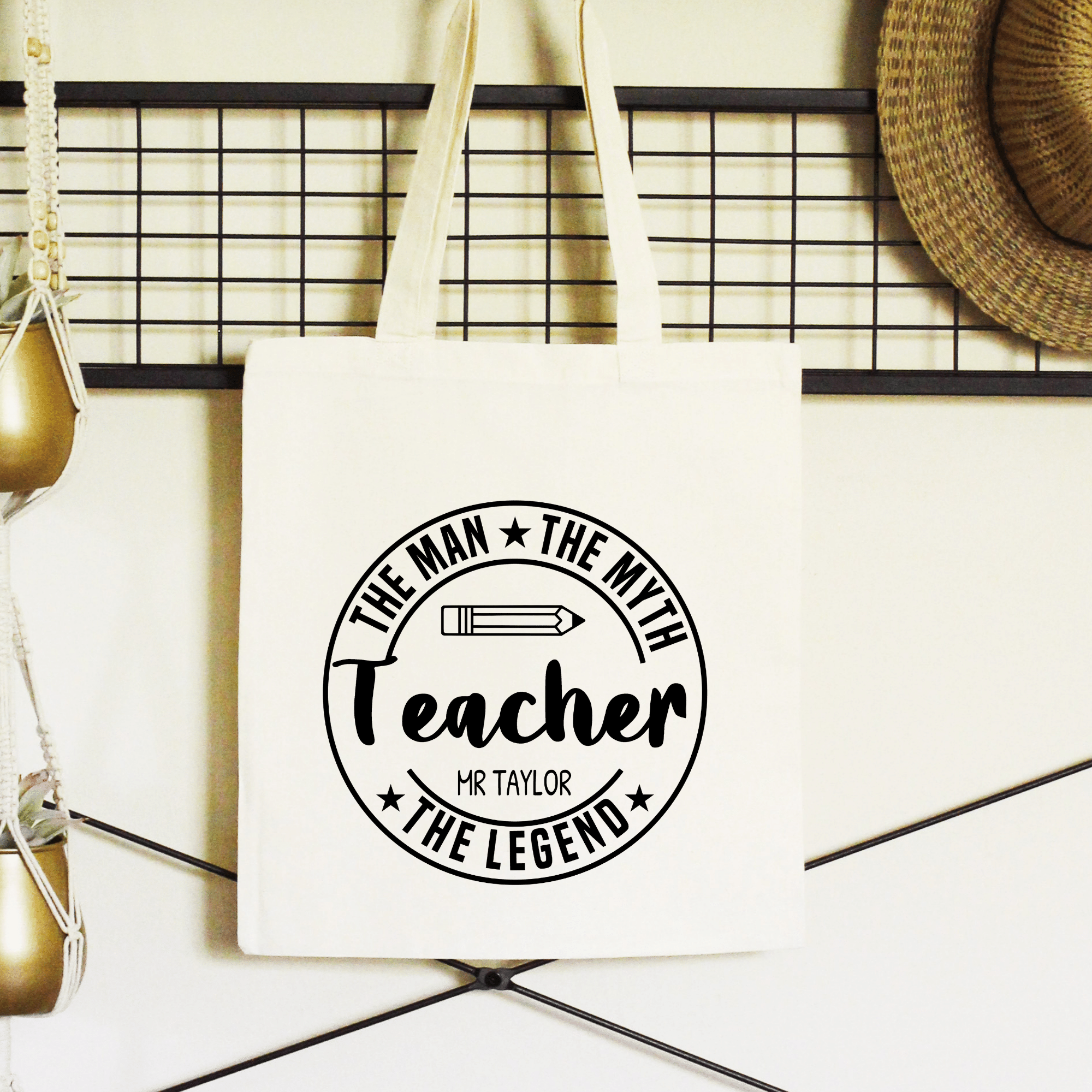 "The Man The Myth" Teacher Bag | Buy Custom Bags for Teachers Online ...