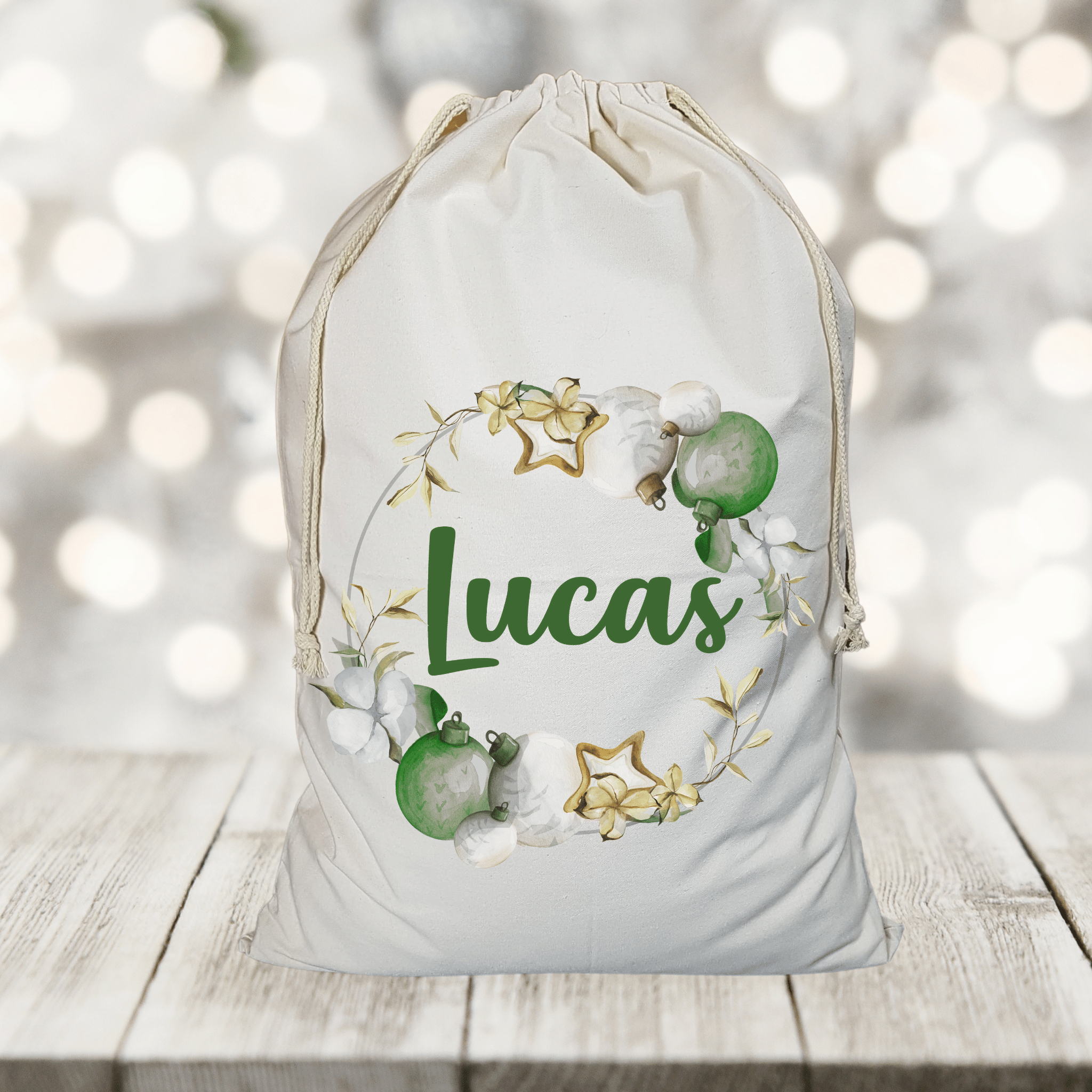 Bauble Green Santa Sack | Santa Sack Bauble Green Designed | Green ...